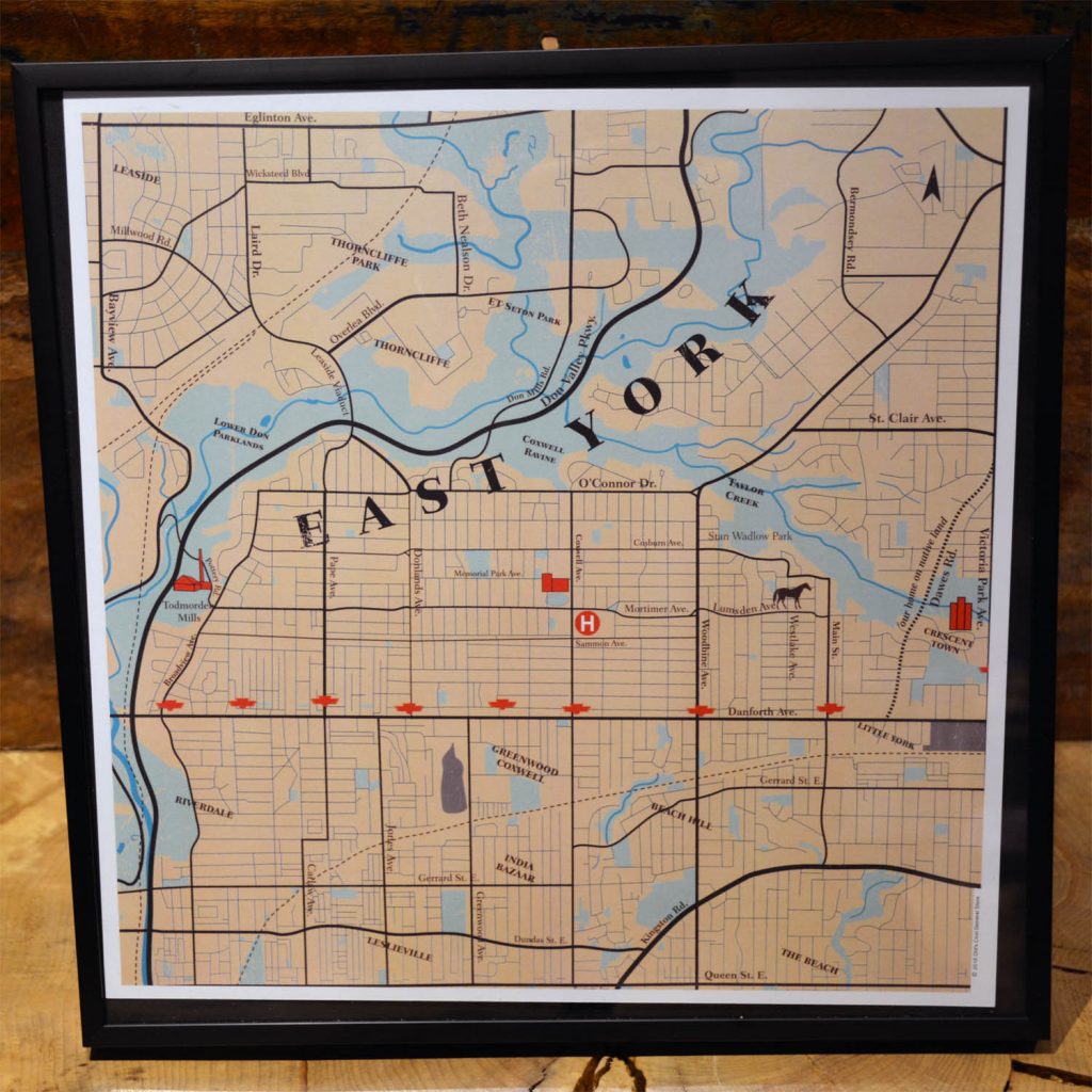 East York map art print (12" x 12") - Old's Cool General Store - East ...